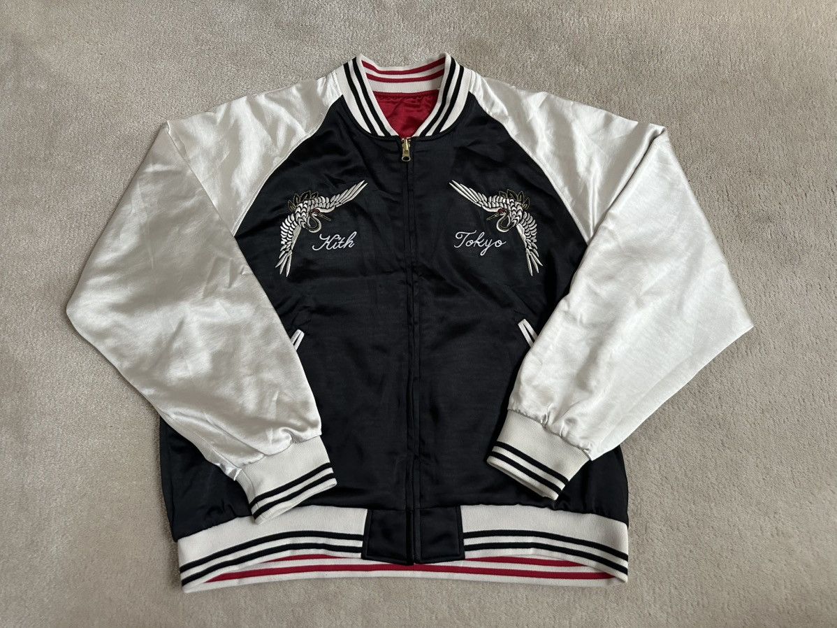 Kith Exclusive Kith Tokyo Satin Reversible Crane Dragon Bomber | Grailed