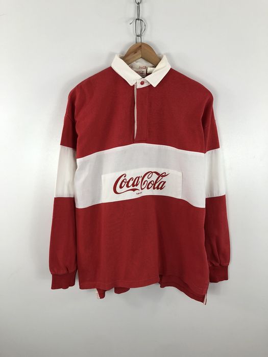 Vintage Vintage 90s Coca Cola Rugby Polo Shirt Long Sleeve Coca-Cola ...
