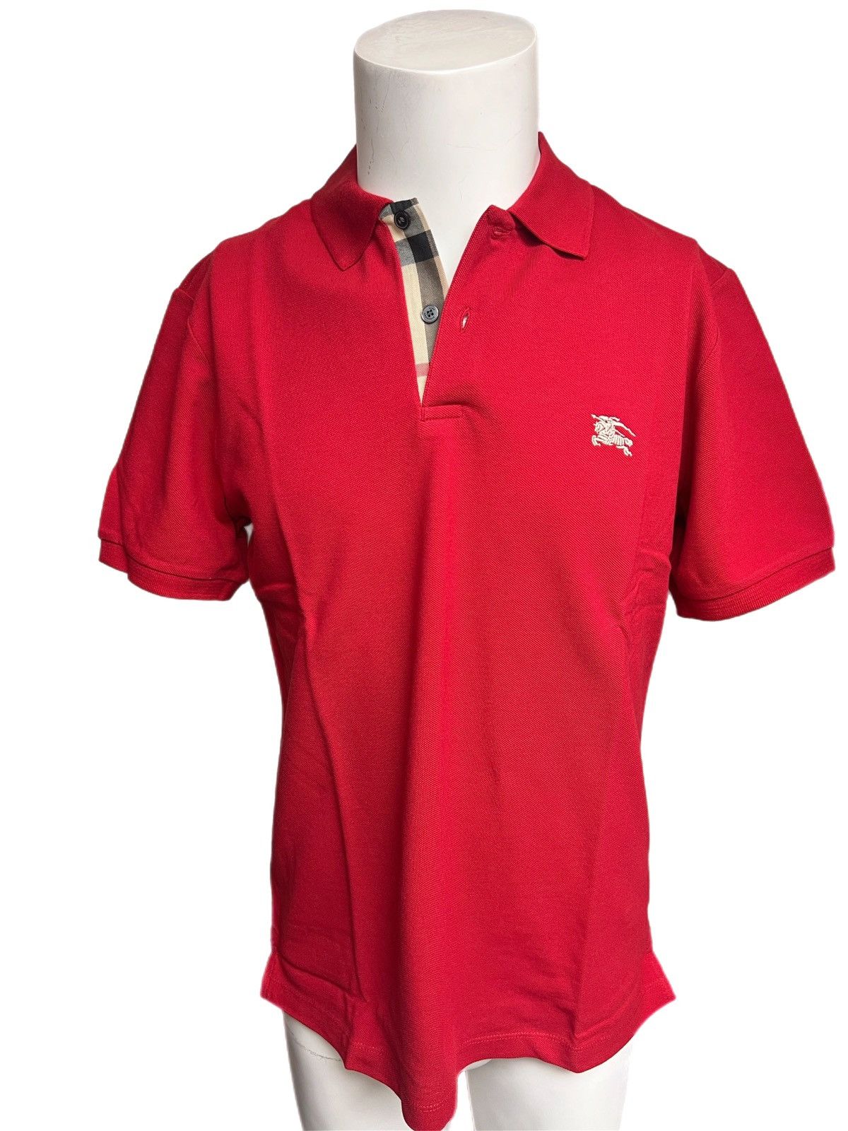 Burberry Brit men s red check placket polo shirt size large