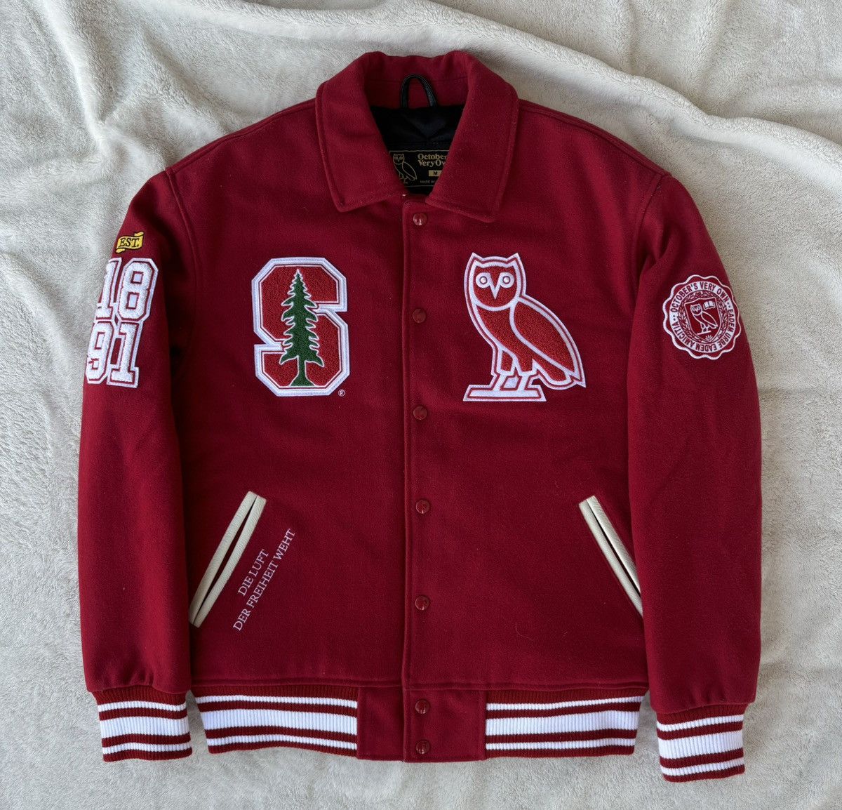 October's Very Own OVO x Stanford University Red Varsity Jacket | Grailed