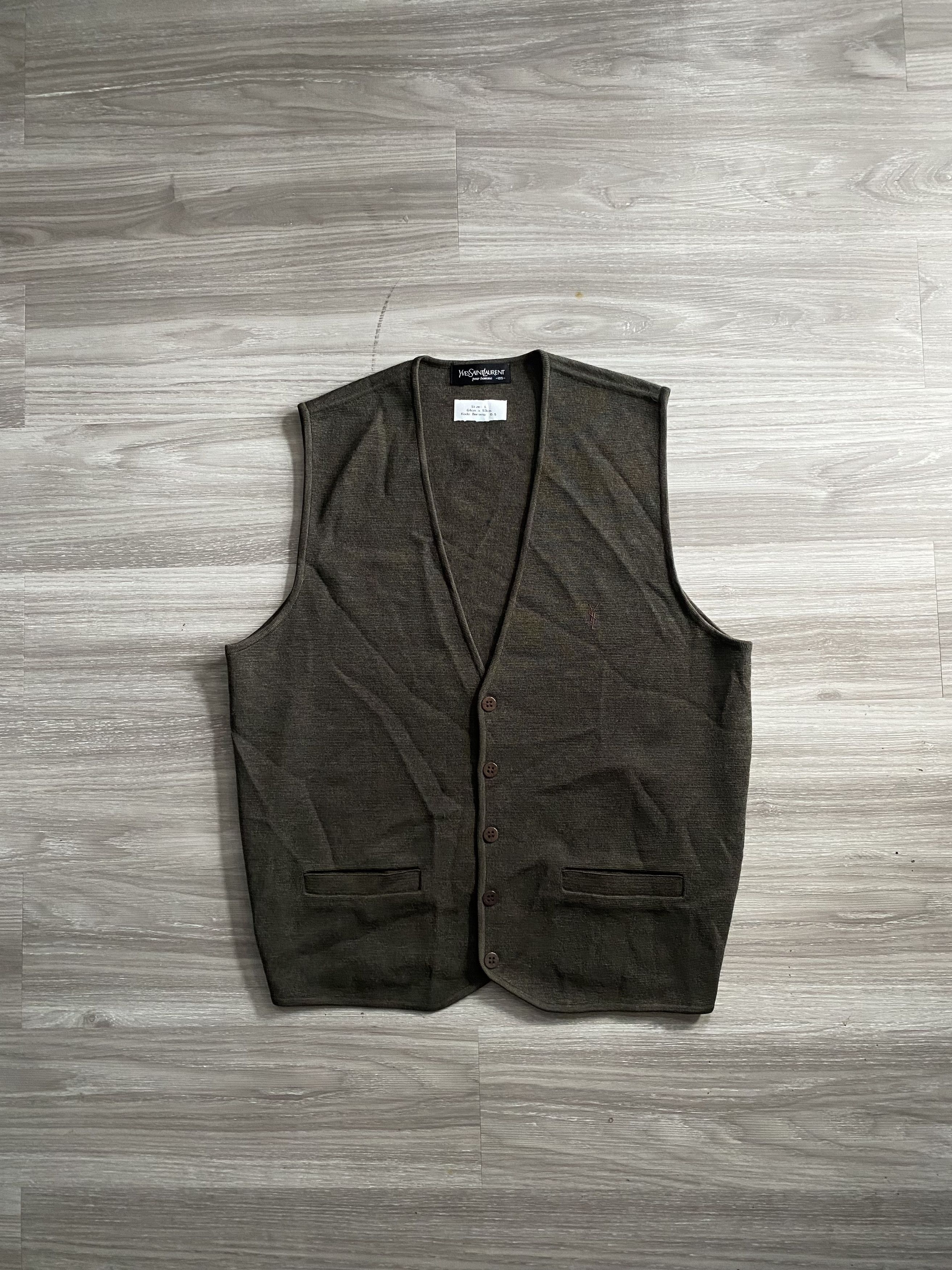 Vintage 90s Yves Saint Laurent Pour Homme YSL Vest Knit Logo Button ...