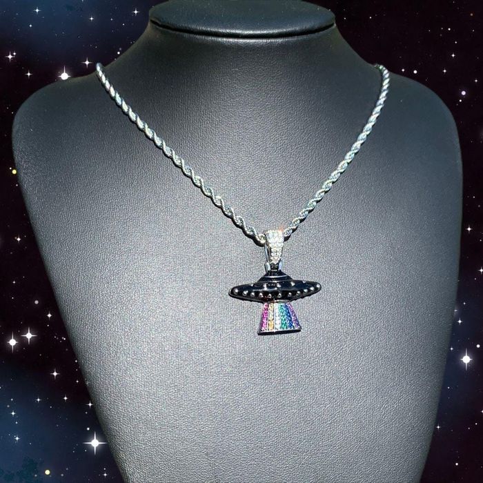 Cuban Link Chain Silver UFO Pendant | Rope Chain Cuban Chain Figaro ...