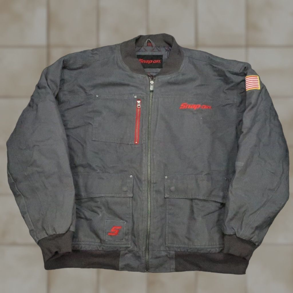 Vintage Snap-On Jacket Mens 3XL Gray Quilted Mechanics Workwear ...
