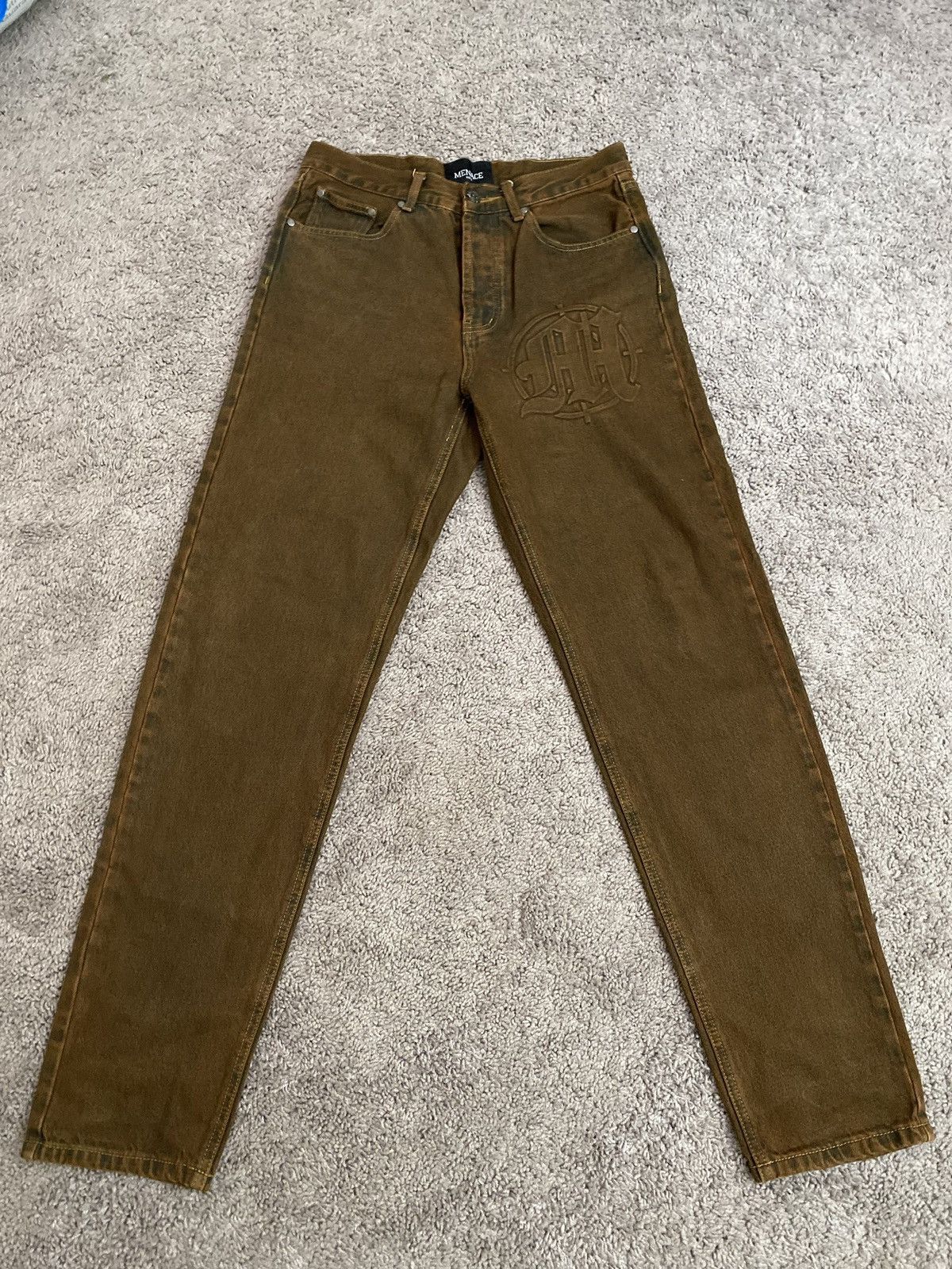 Menace Menace Embossed target logo denim pants | Grailed