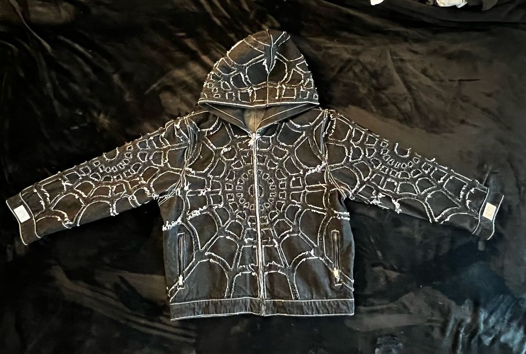 Revenge Revenge Spider Web Denim Jacket Black | Grailed