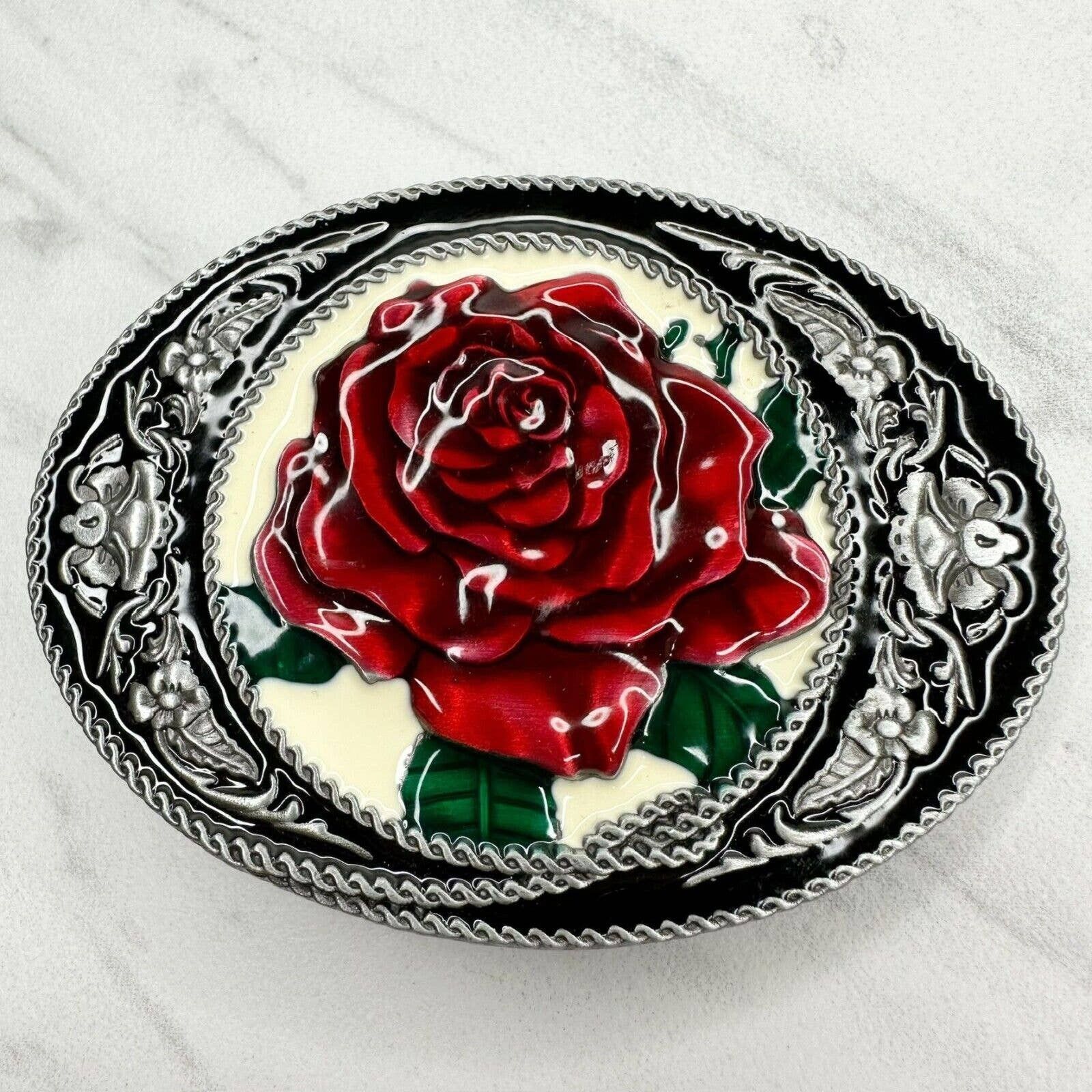 The Unbranded Brand Red Rose Flower Western Style Belt Buckle | Grailed