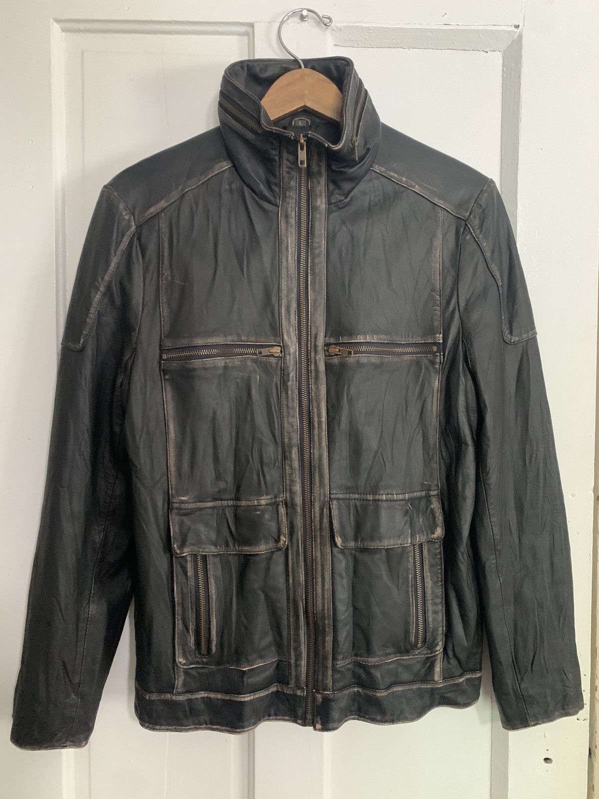 Japanese Brand Wind Armor sheepskin leather rider jacket | Grailed