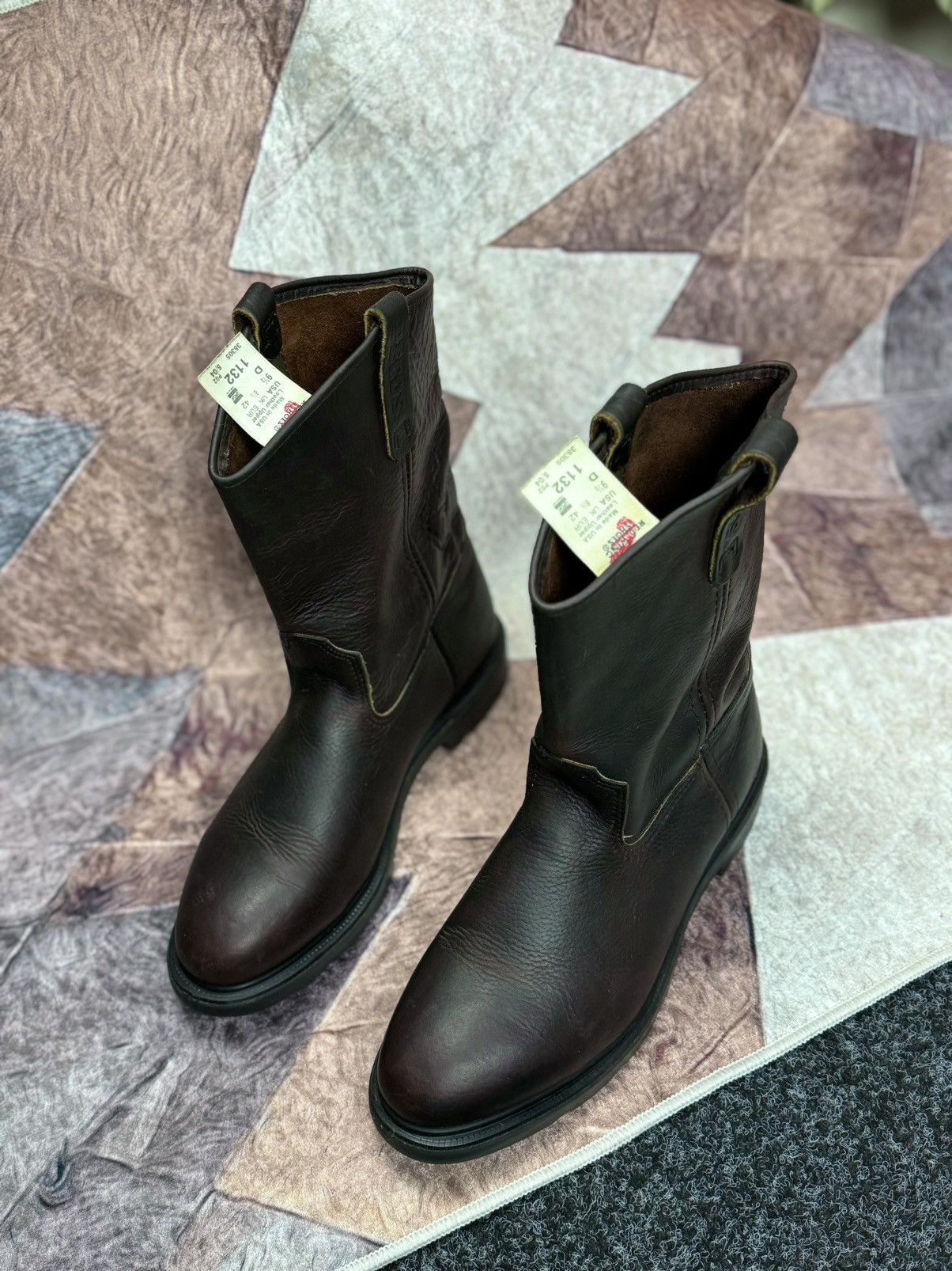 Leather × Red Wing × Vintage Leather boots Red Wing Pecos 1132 Made in ...