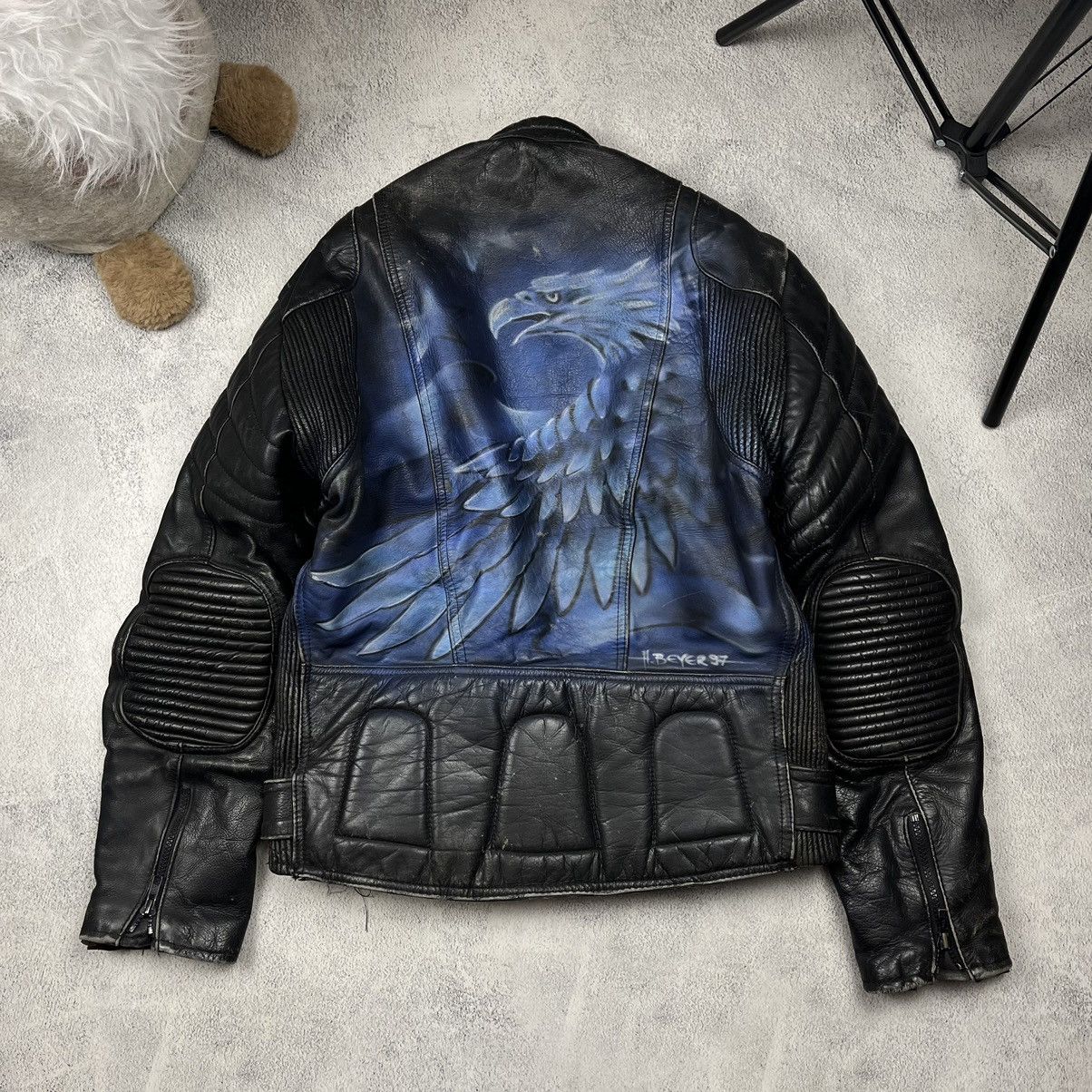 Leather × Streetwear Vintage Echtes Leder Motorcycle Big Eagle y2k ...