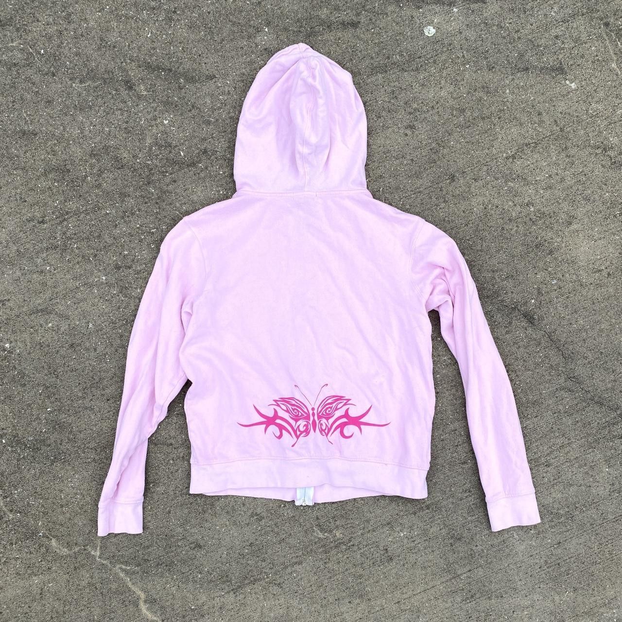 Streetwear Hot Topic Pink Tribal Butterfly Tramp Stamp Hoodie | Grailed