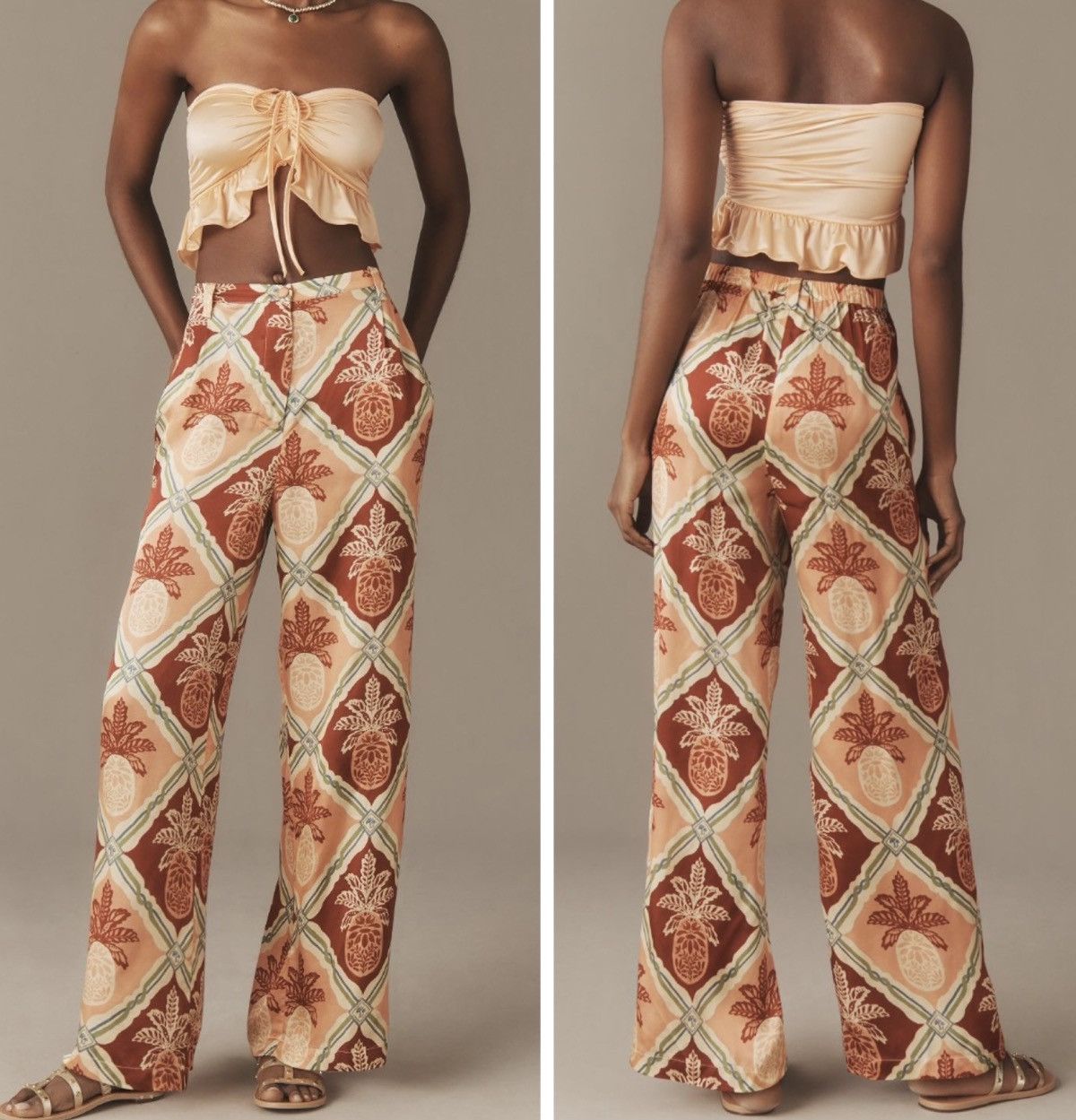 Farm Rio Farm Rio Pineapple Wide-Leg Pants, Size M | Grailed