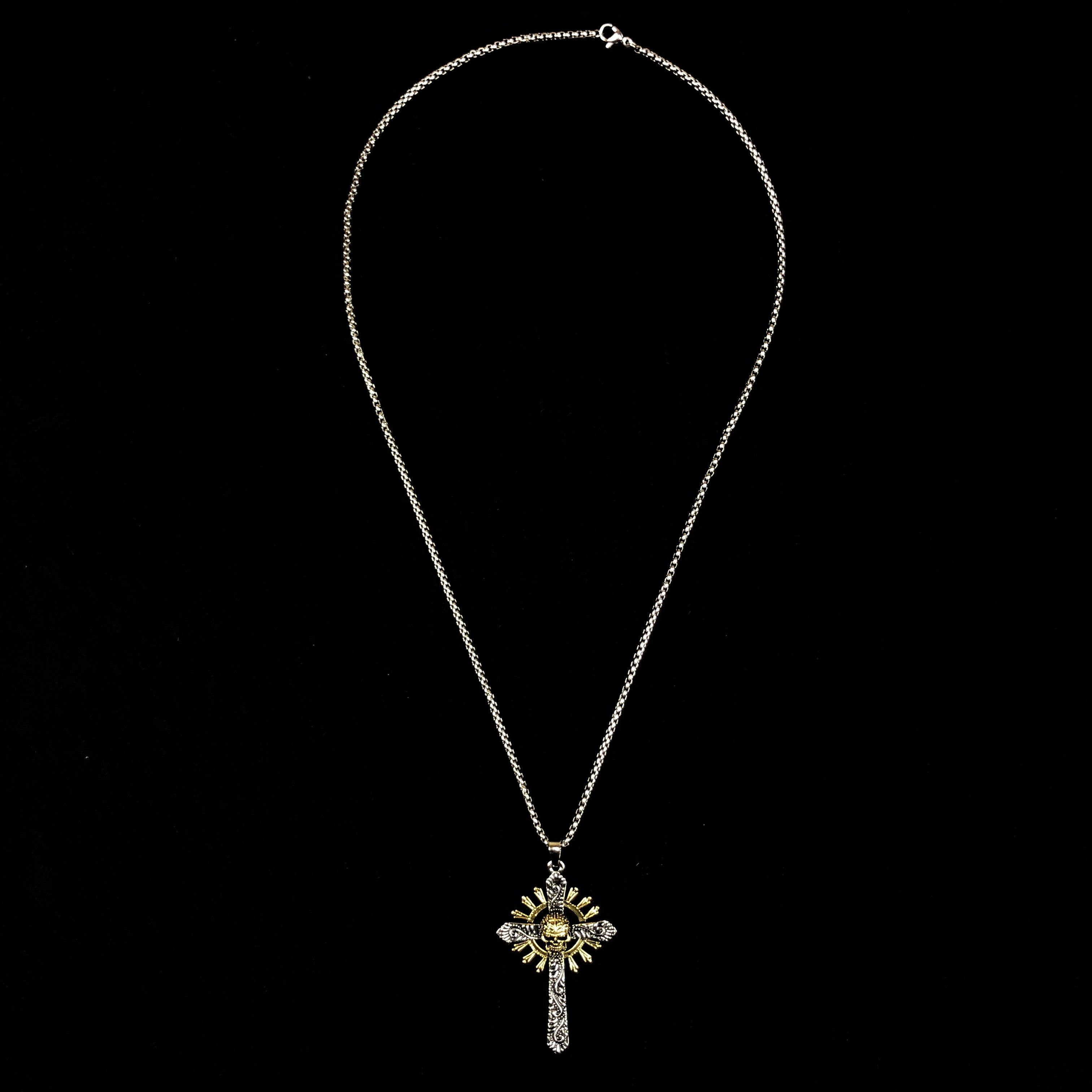 Chain Skull Cross Necklace Punk Chain Y2K Opium | Grailed