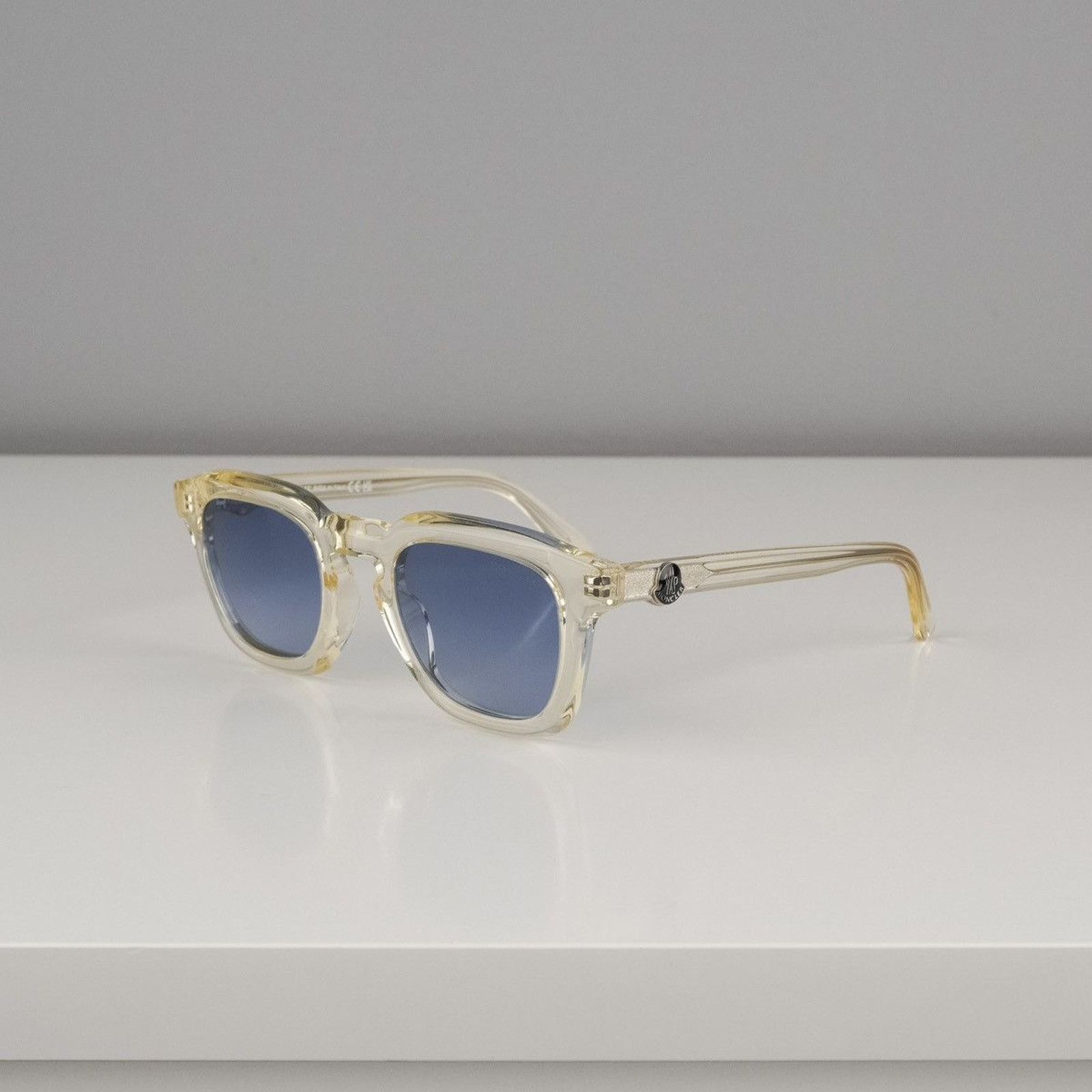 Moncler Moncler classic logo transparent blue aviator sunglasses | Grailed