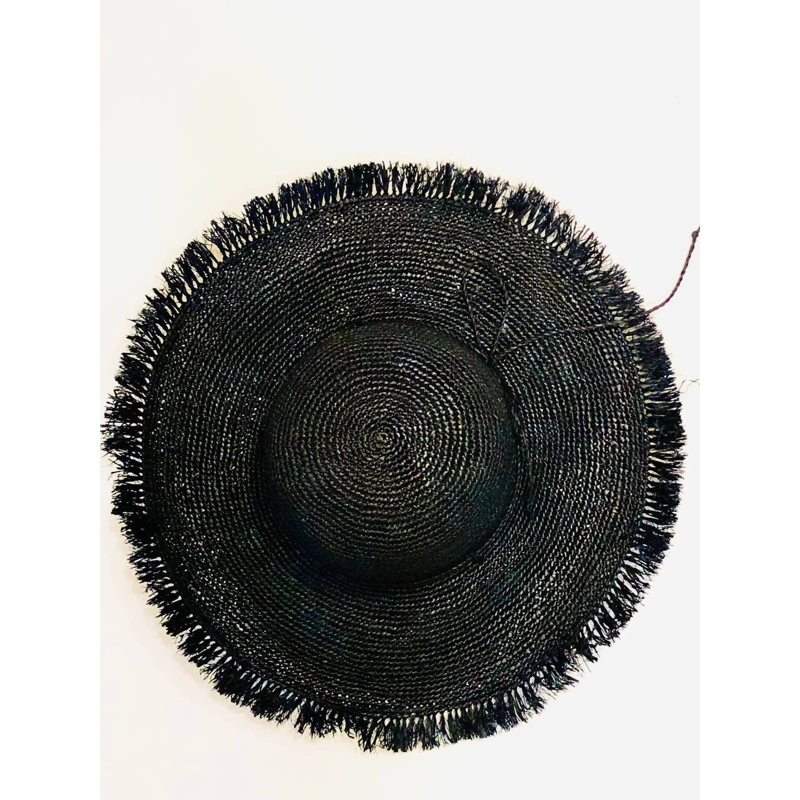 Designer SHEBOBO Meghan Crochet Straw Hat With Fringe Edge In Black ...