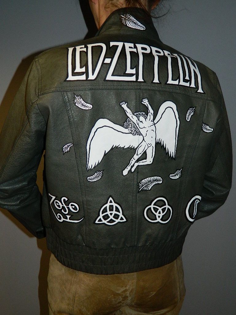 Custom Jacket Led Zeppelin leather bomber jacket hand painted | Grailed