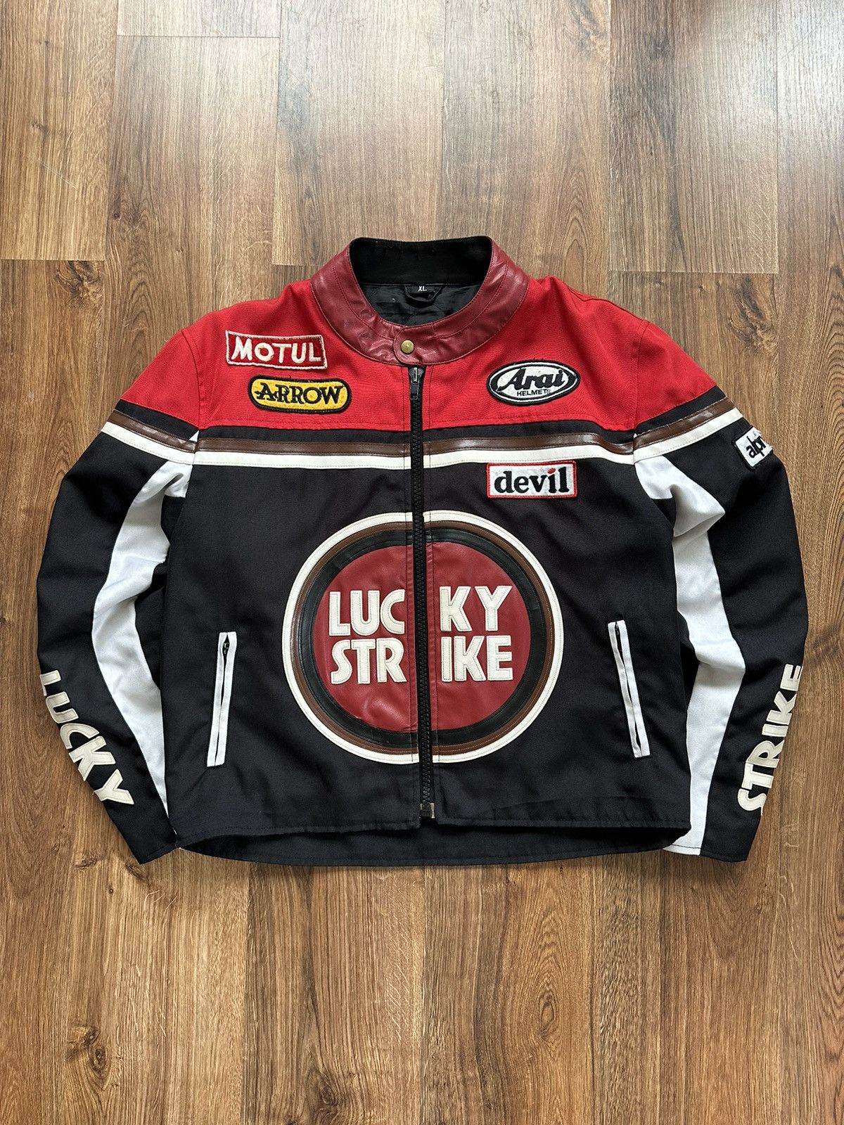 Leather Jacket × Racing Lucky Strike Racing Moto Jacket | Grailed