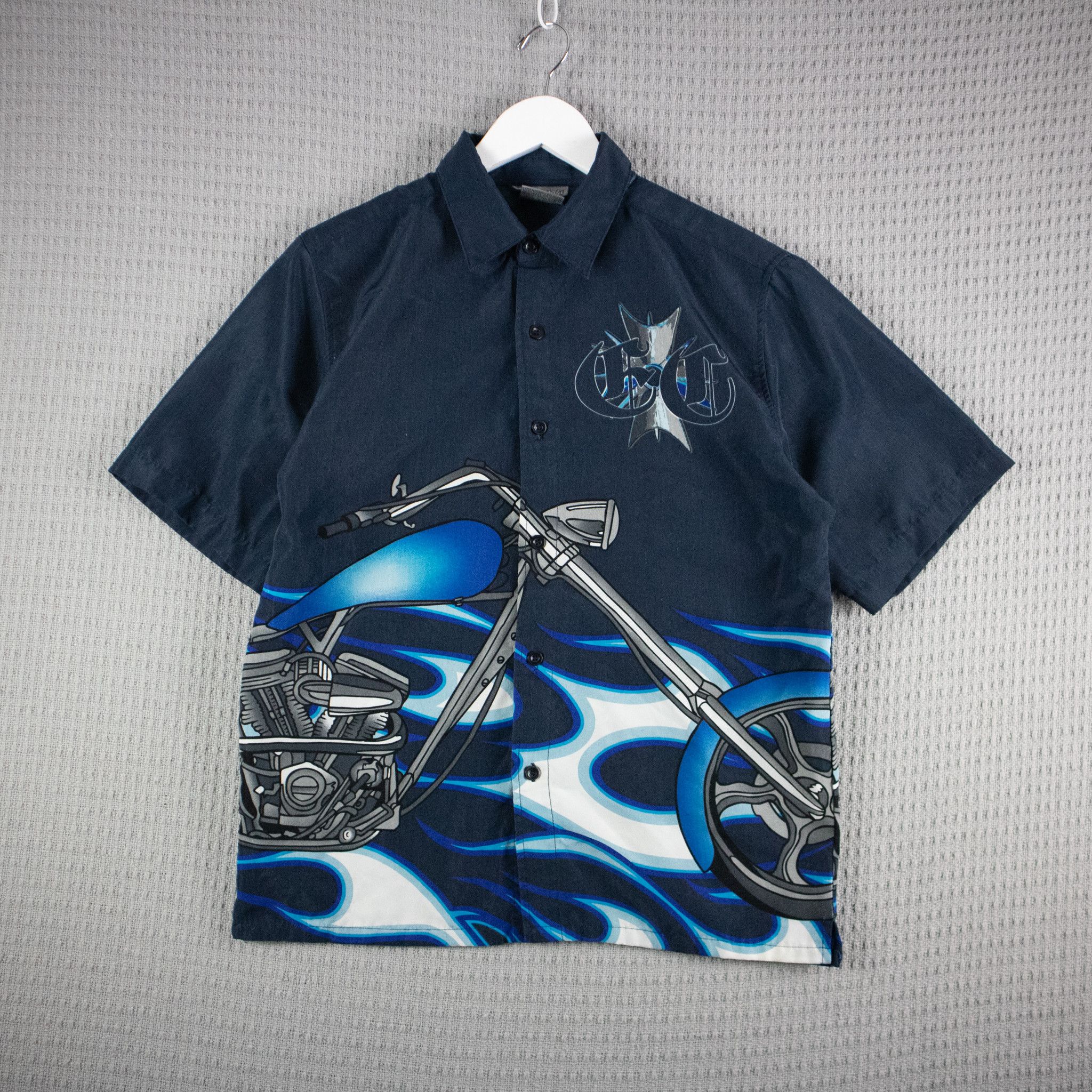 Other Extreme Zone Blue Flame Chopper Button Up Mens | Grailed