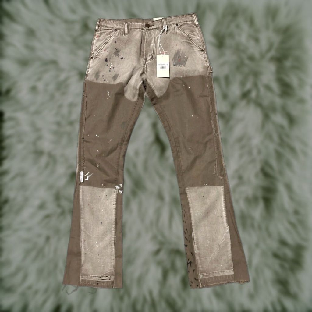 MNML MNML Carpenter Jeans Mens Flare Pants Distressed Paint Splatter Size 31 Extra Large | Grailed