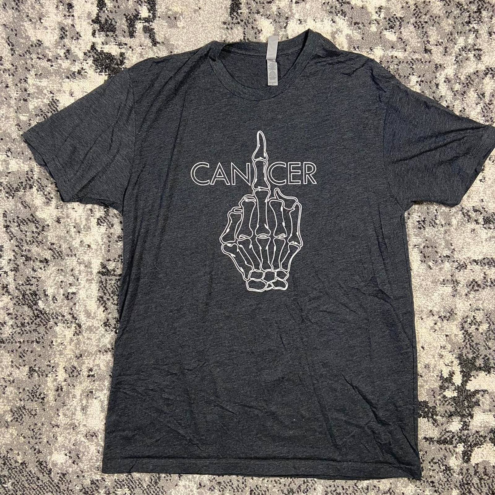 Next Level Skeleton Middle Finger Cancer T-shirt | Grailed