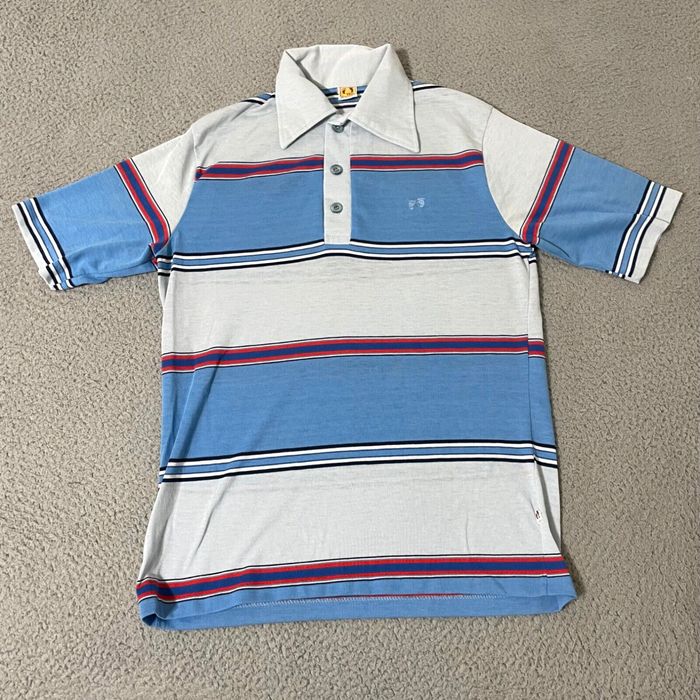 Hang Ten Hang Ten Polo Shirt Mens Medium Blue Striped Vintage Surfing ...