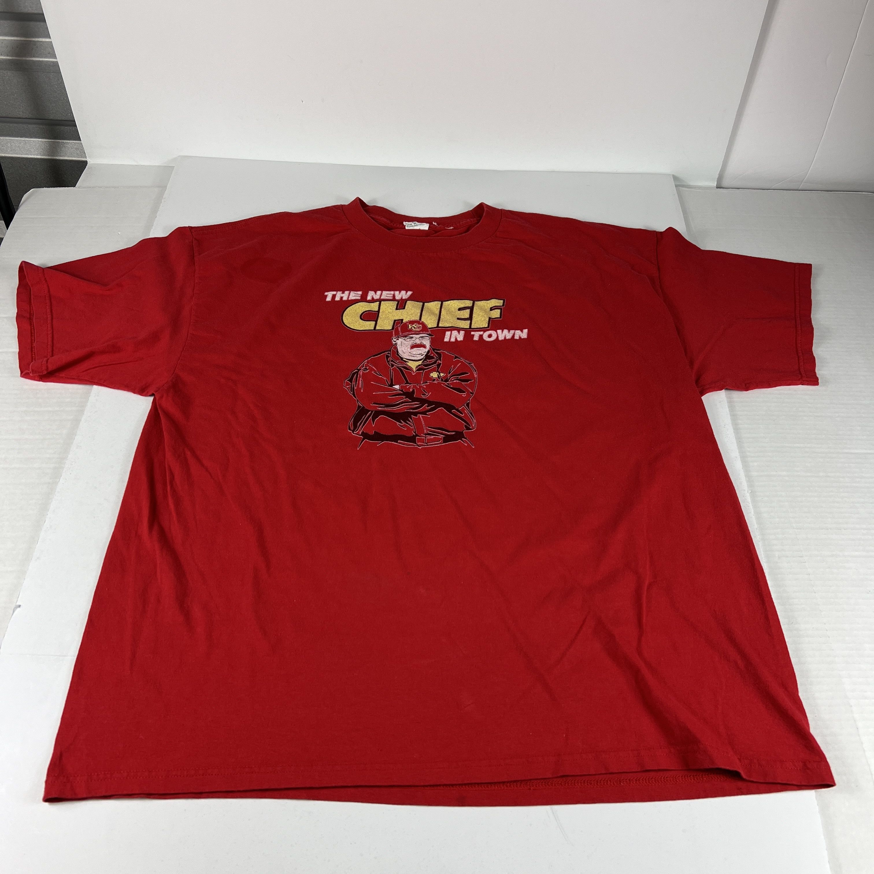 AAA × NFL Kansas City Chiefs Big Red Andy Reid Coach Shirt Faded Tee ...