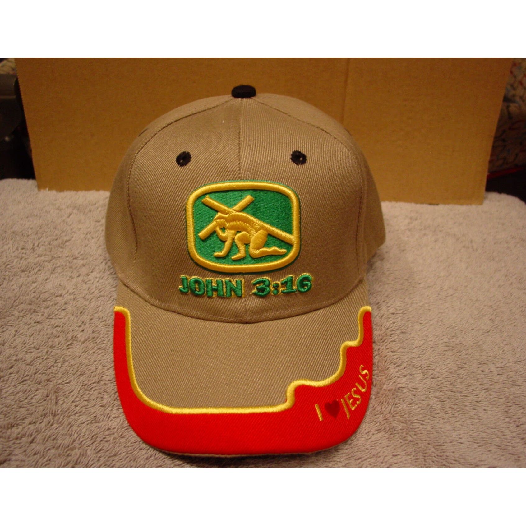 Vintage Religious Beige Baseball Cap Featuring Iconic Jesus John 3:16 ...