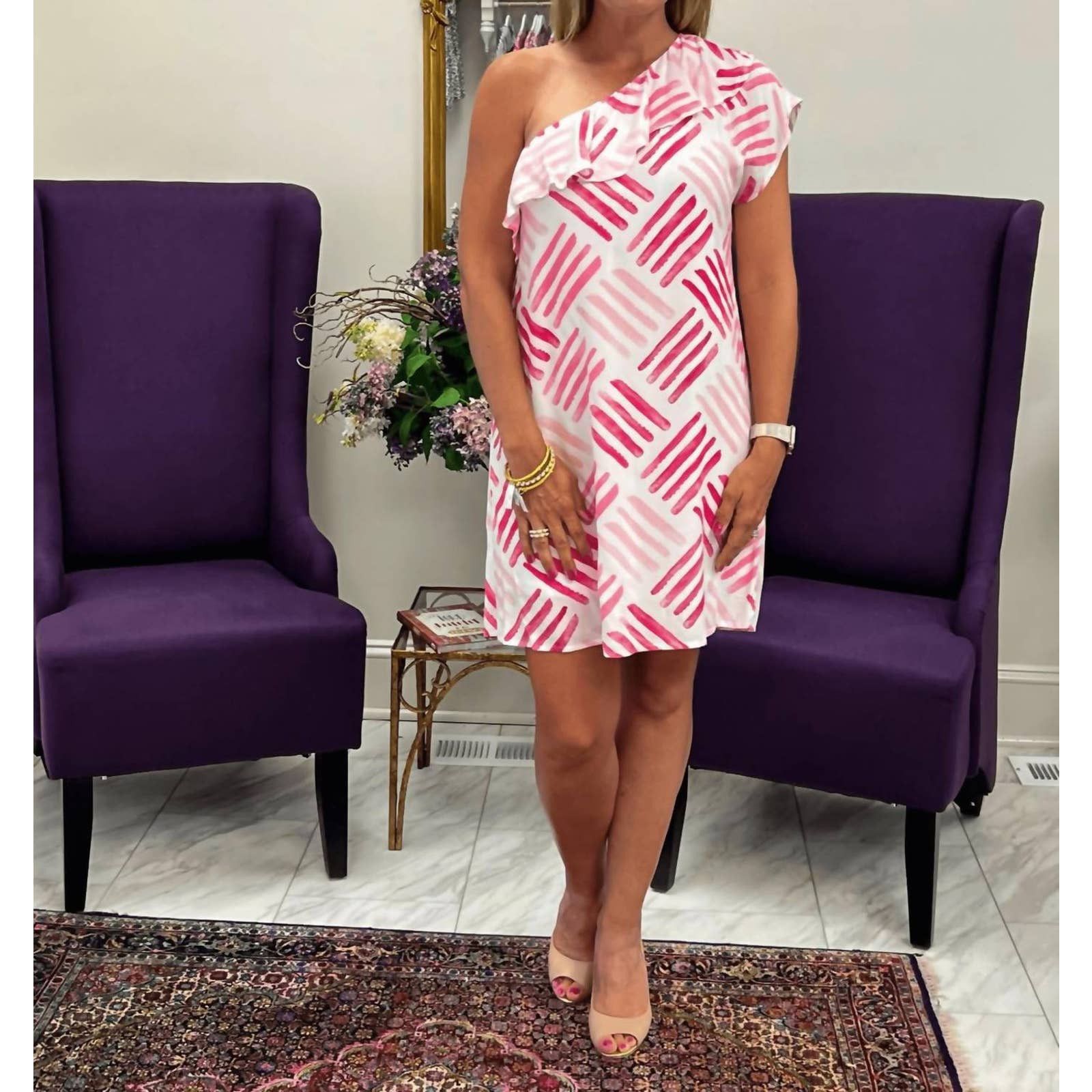 Designer ANDREE BY UNIT Gianna One Shoulder Shirt Dress In Pink | Grailed