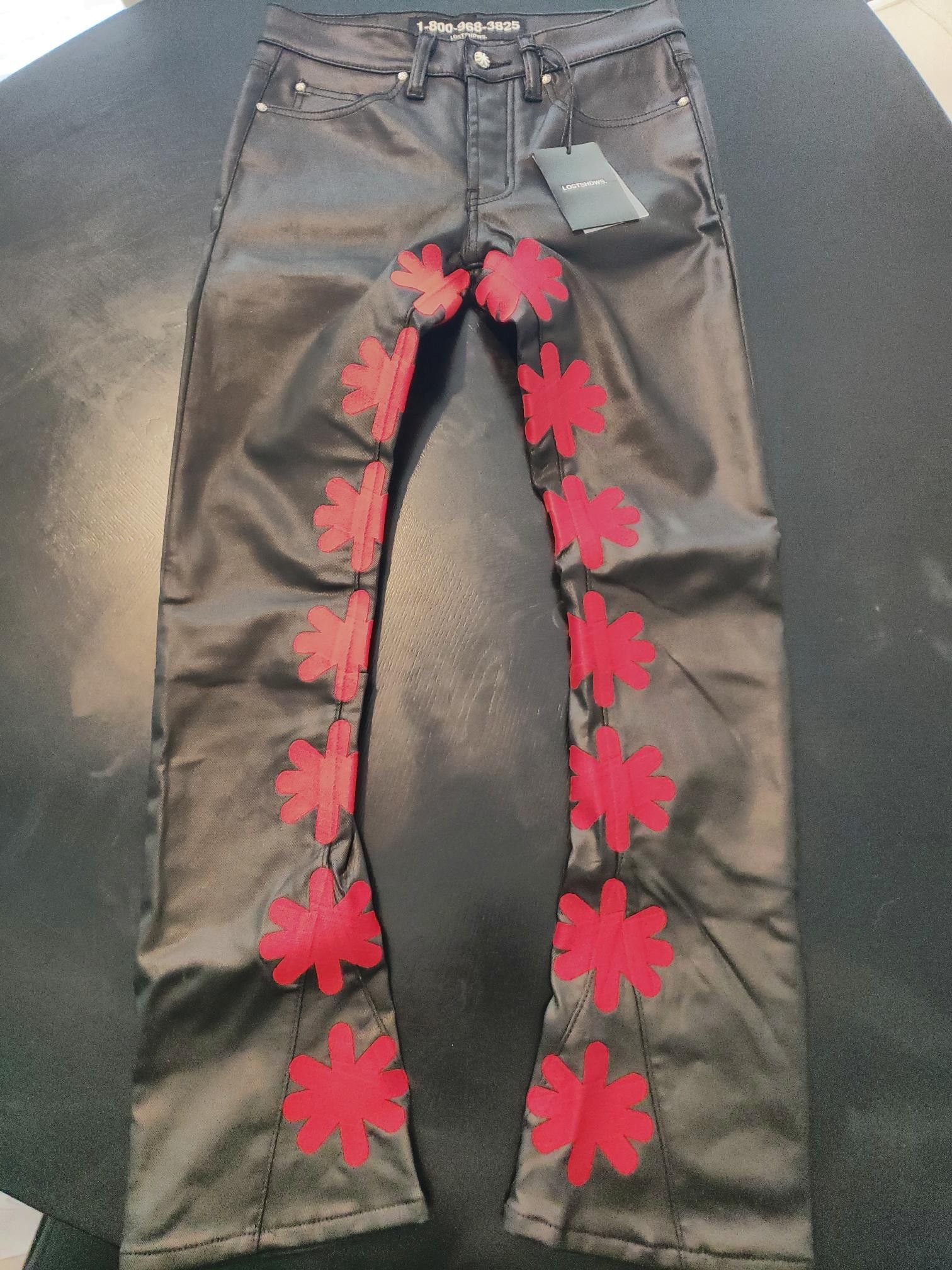 LOSTSHDWS Lost SHDWS Black/Red Wax Jeans | Grailed