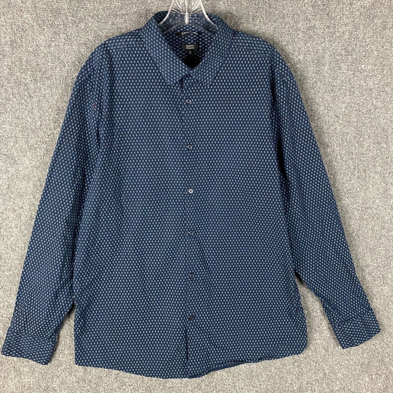 George George Button Up Shirt Men's XL Slim Fit Long Sleeve Cotton ...