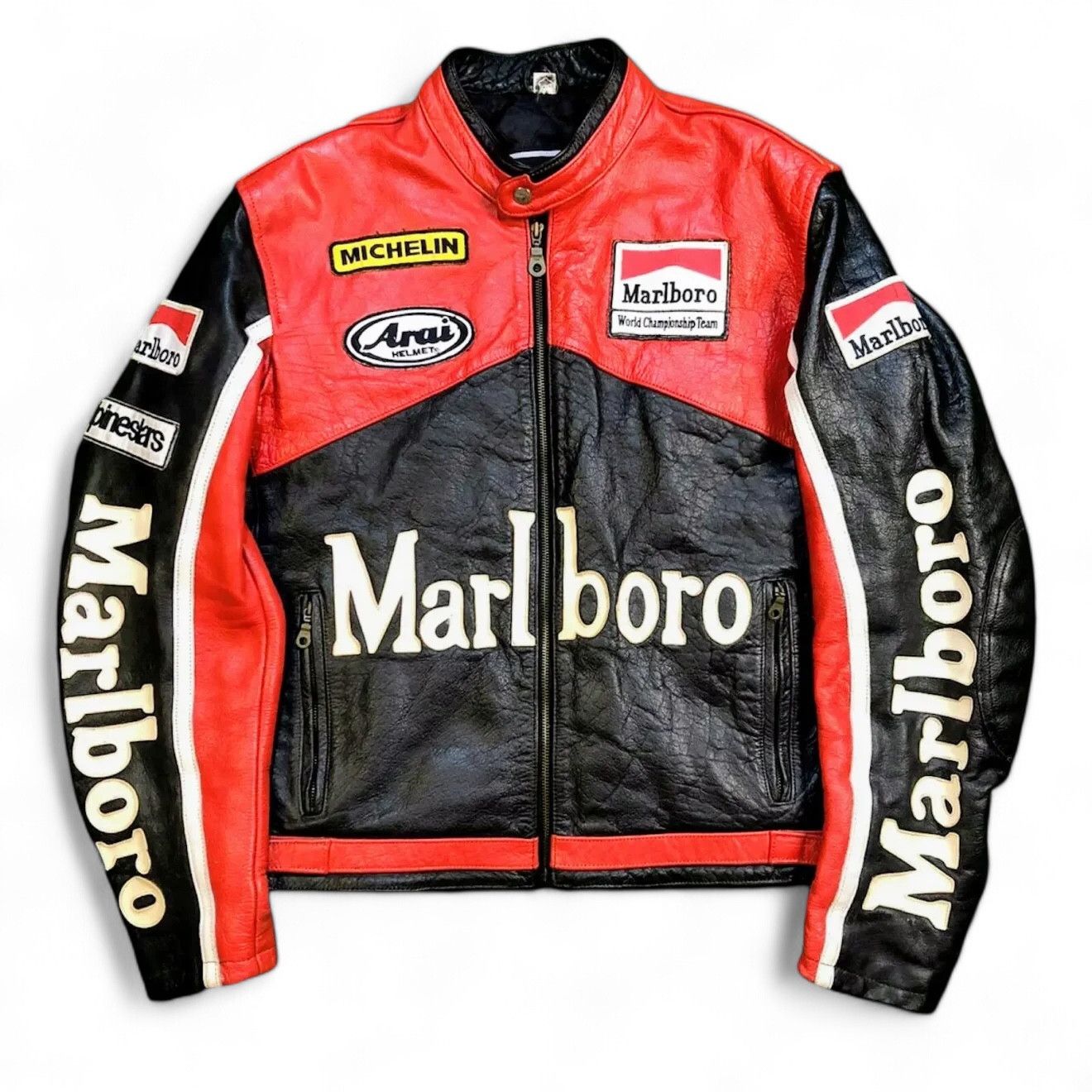 Leather Jacket × Marlboro × Streetwear Marlboro motorcycle Racing ...