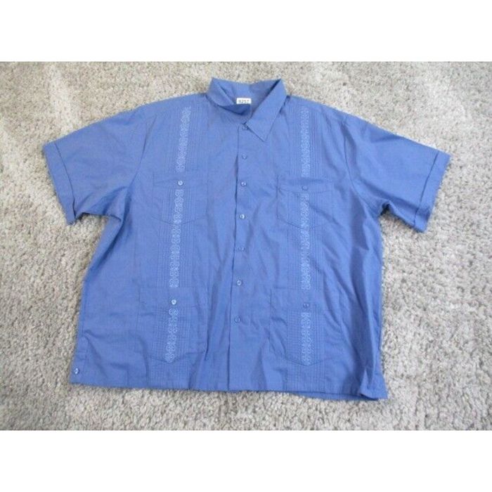 Vintage TropiCool Shirt Mens 2XL Blue Embroidered Guayabera Rockabilly ...