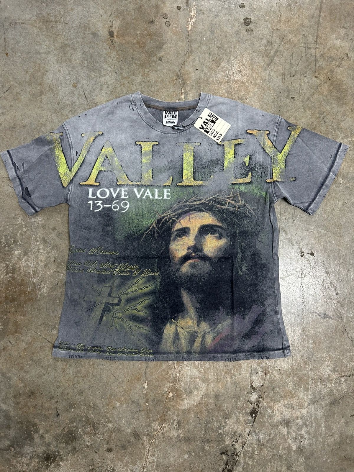 Vale Vale Lives Valley Forever Grey Jesus 13-69 Love Tee Medium | Grailed