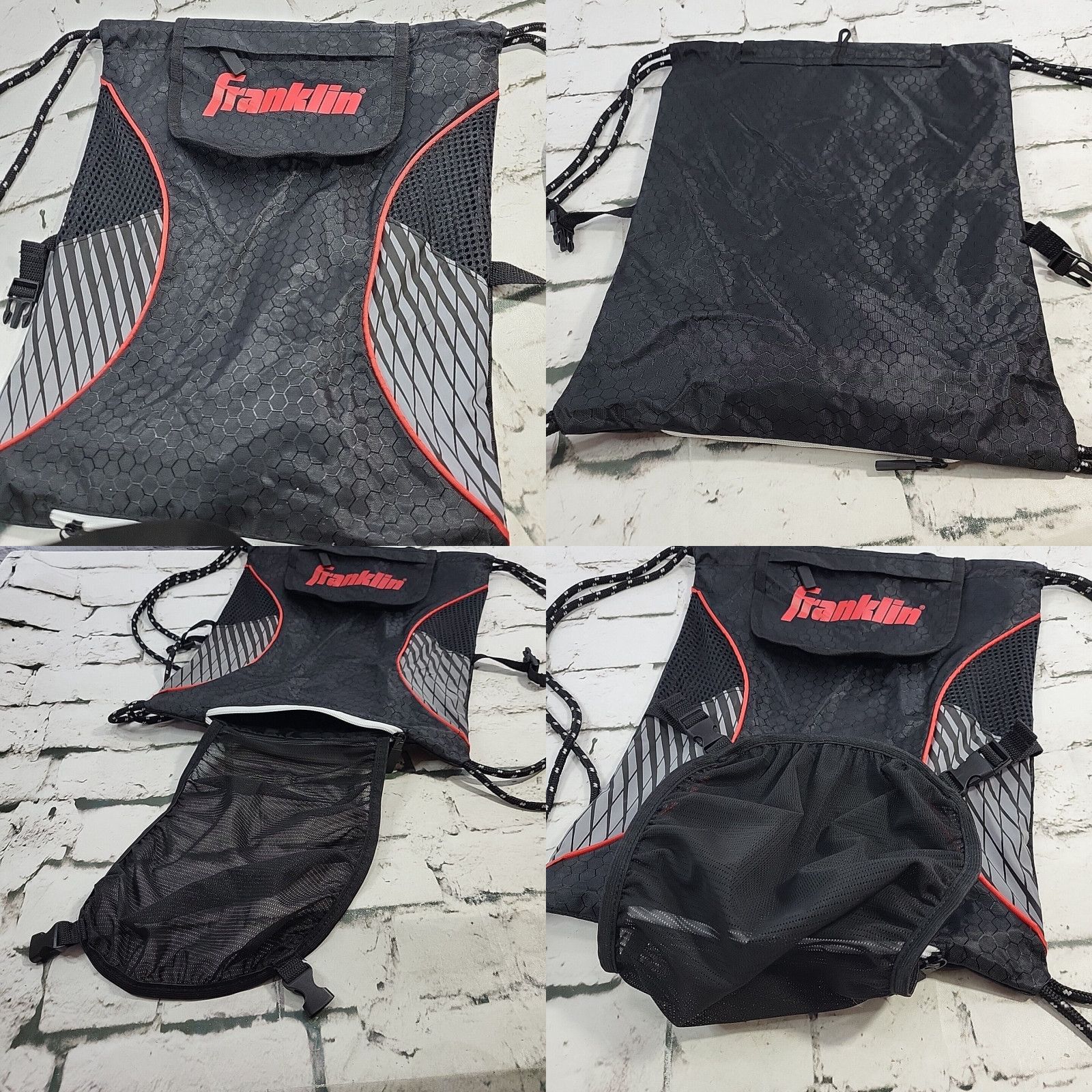 Vintage Franklin Deluxe Sport Sack String Backpack Black Red | Grailed