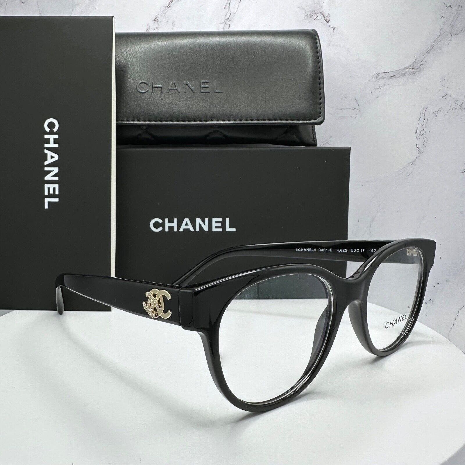 Chanel Chanel Glasses Frames Black Acetate Gold Metal CC Logo | Grailed