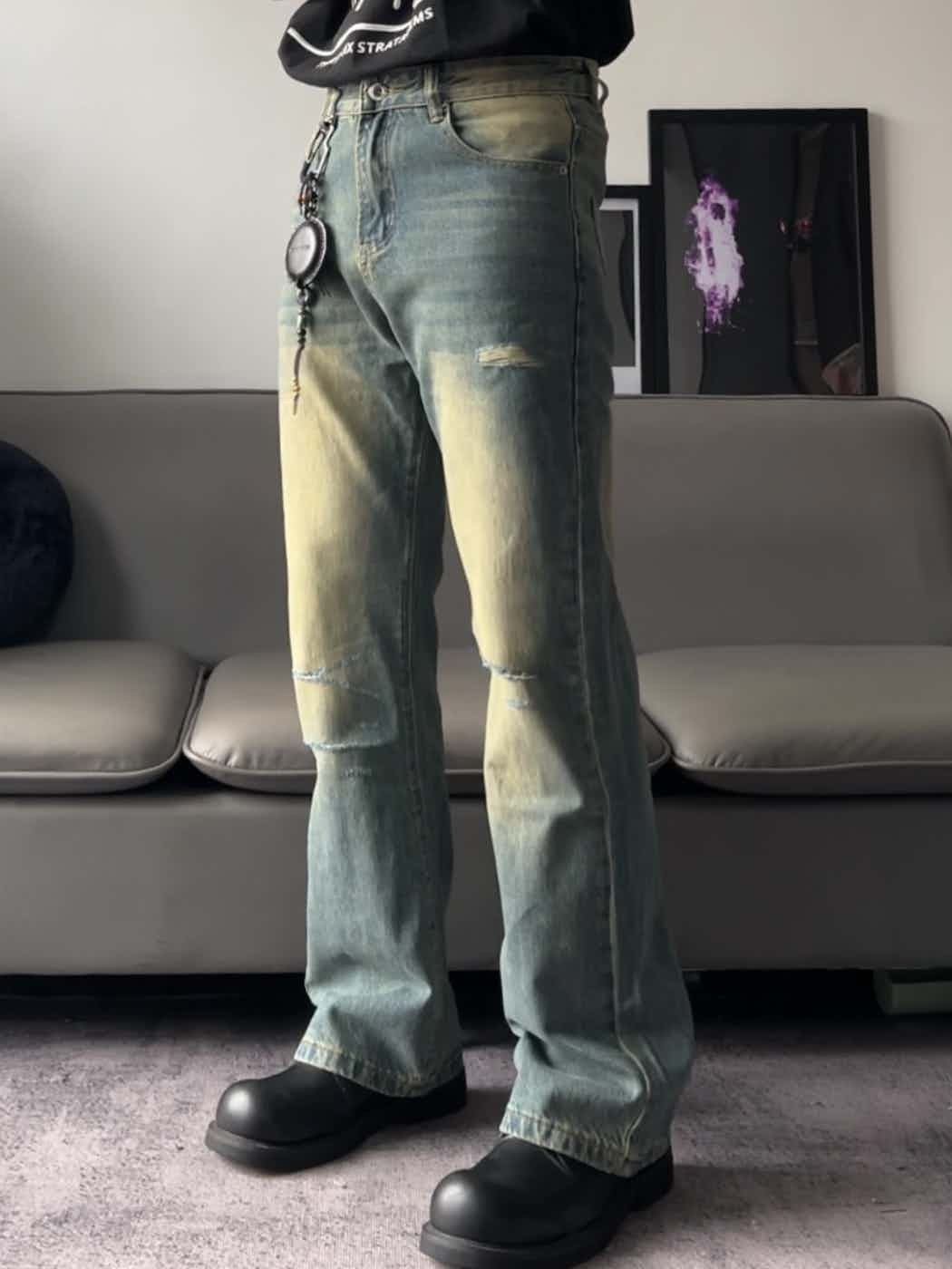 Designer × Streetwear × Vintage washed dirty ripped flared damaged ...