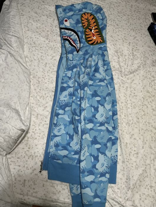Bape Fire Camo Shark Full Zip Hoodie | Grailed