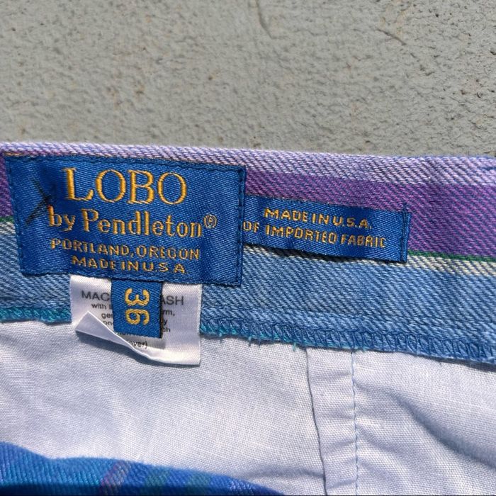 Pendleton Lobo by Pendleton stripe teal purple blue green pleat shorts | Grailed