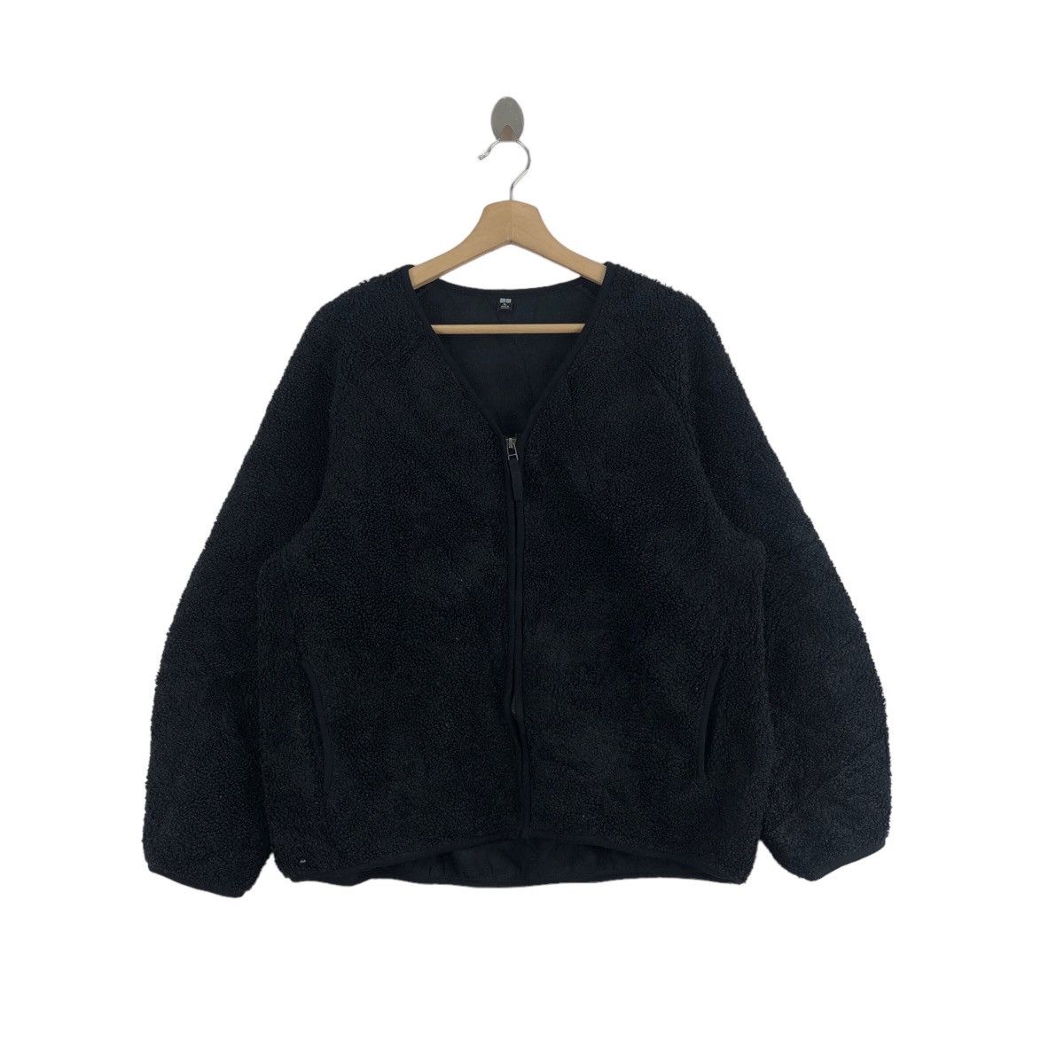 Uniqlo UNIQLO JAPAN Sherpa Deep Pile Bulky Black Fleece Jacket | Grailed