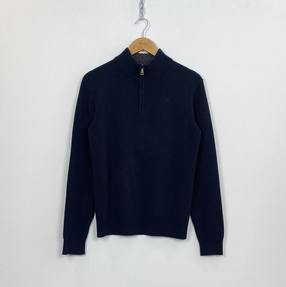 Designer × Hackett Hackett London 1/3 Zip Knit Wool Sweater Jumper ...