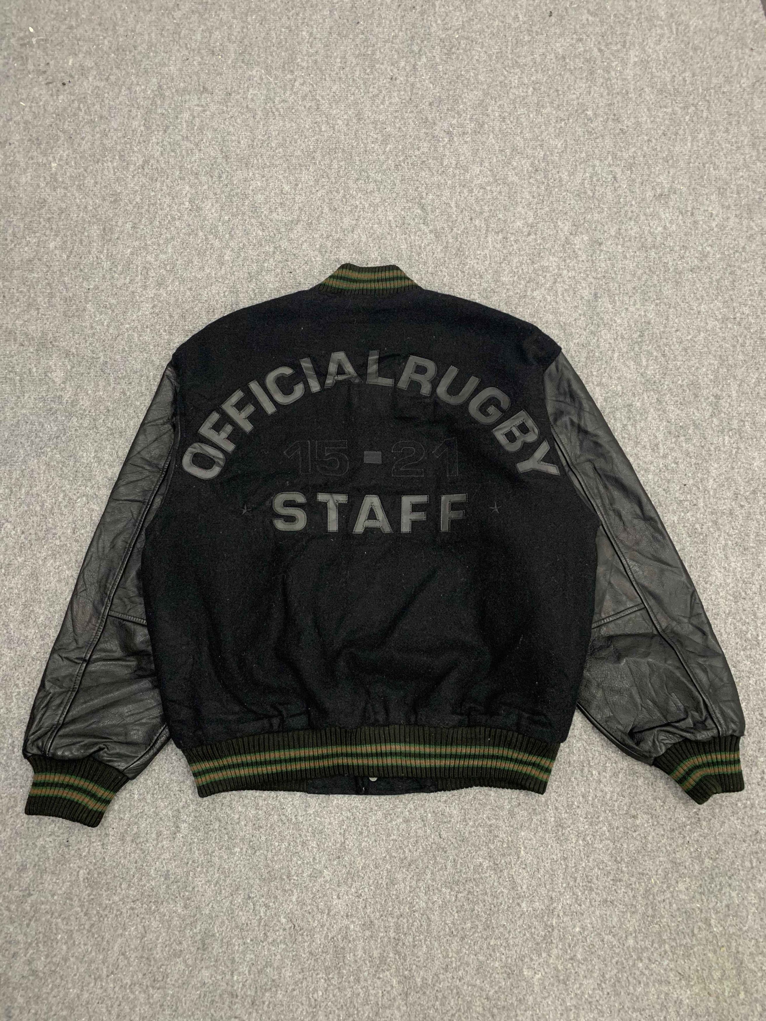 Varsity Jacket × Vintage Vintage Official Rugby Staff Sleeve Leather ...