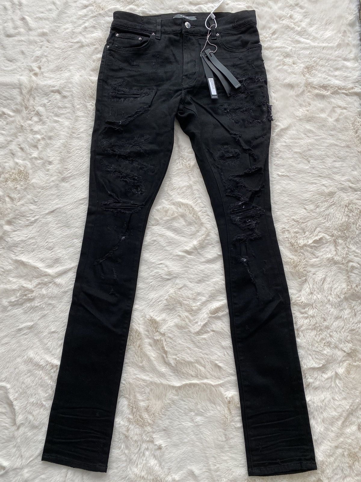 Amiri Amiri Black Super Destroyed Denim Jeans | Grailed