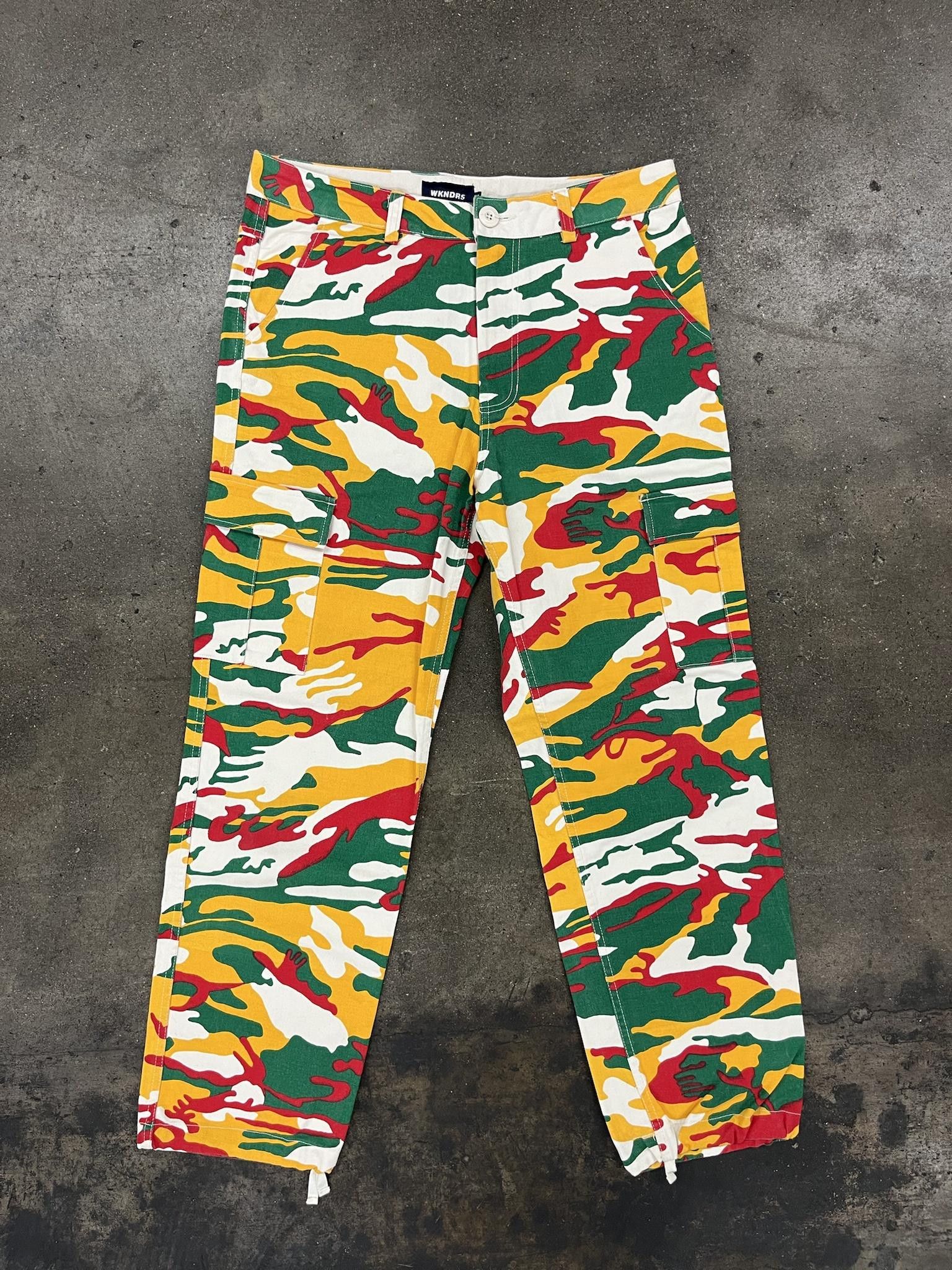 Japanese Brand × Streetwear WKNDRS Rasta Camo Cargo Pants | Grailed