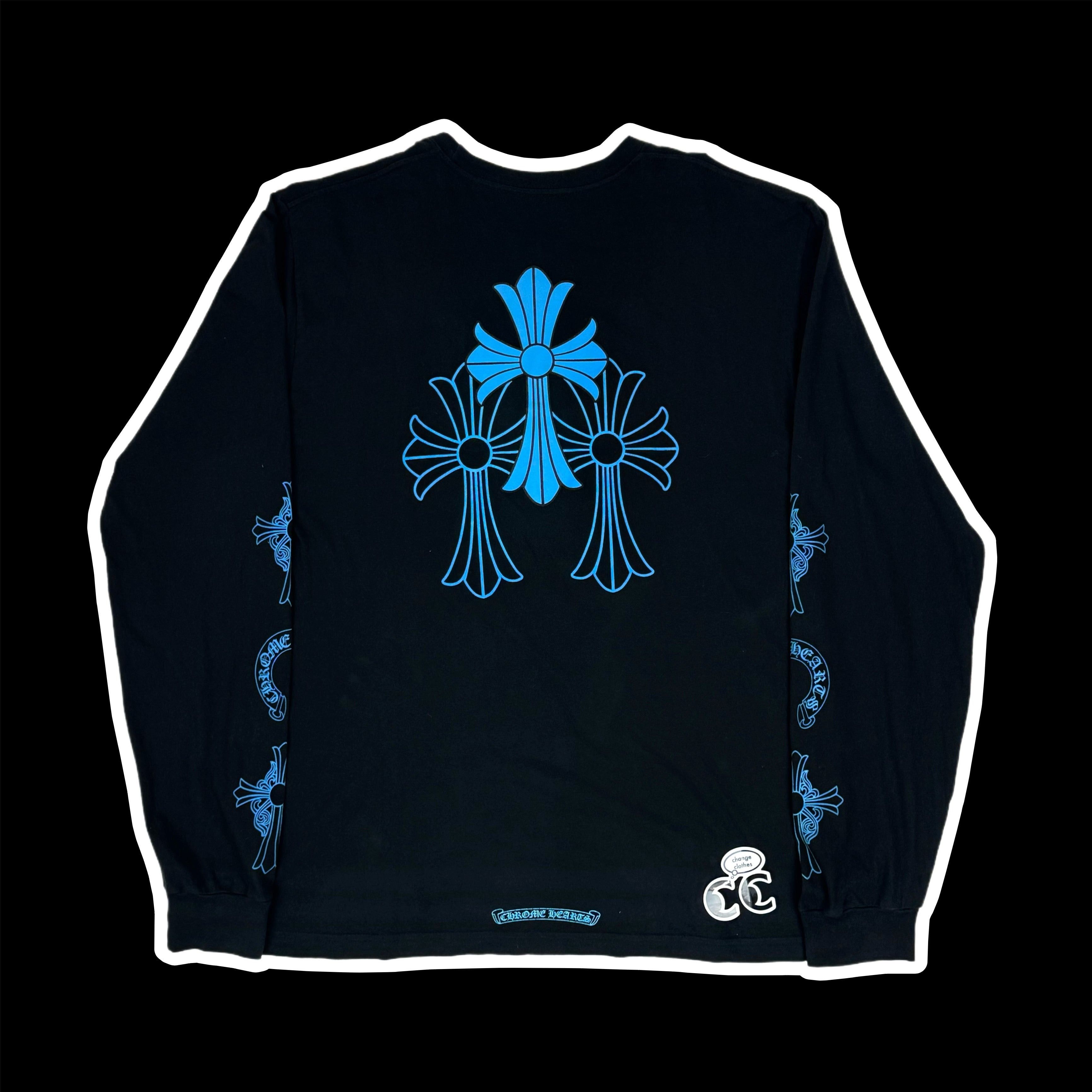 Chrome Hearts chrome hearts blue triple cross long sleeve tee cemetery ...