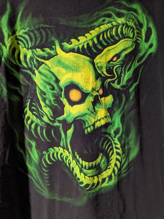 Vintage Vintage Y2K Skull Skeleton Grim Reaper Snake Python T-Shirt ...