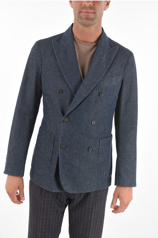 Corneliani CC COLLECTION side vents peak lapel patch pocket double-brea ...