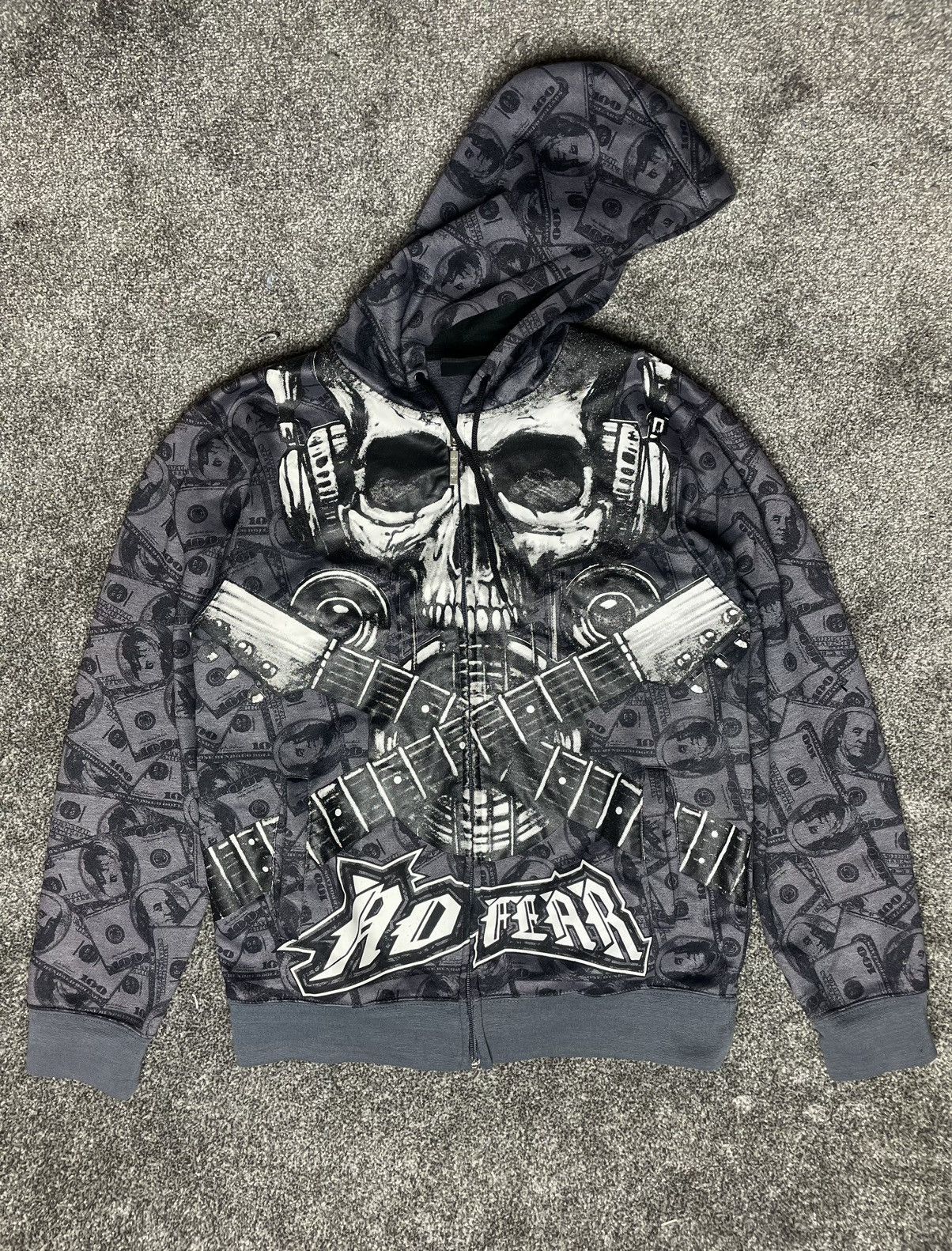Print All Over Me Y2k Skull Dollars hoodie No Fear All over Print 00s ...