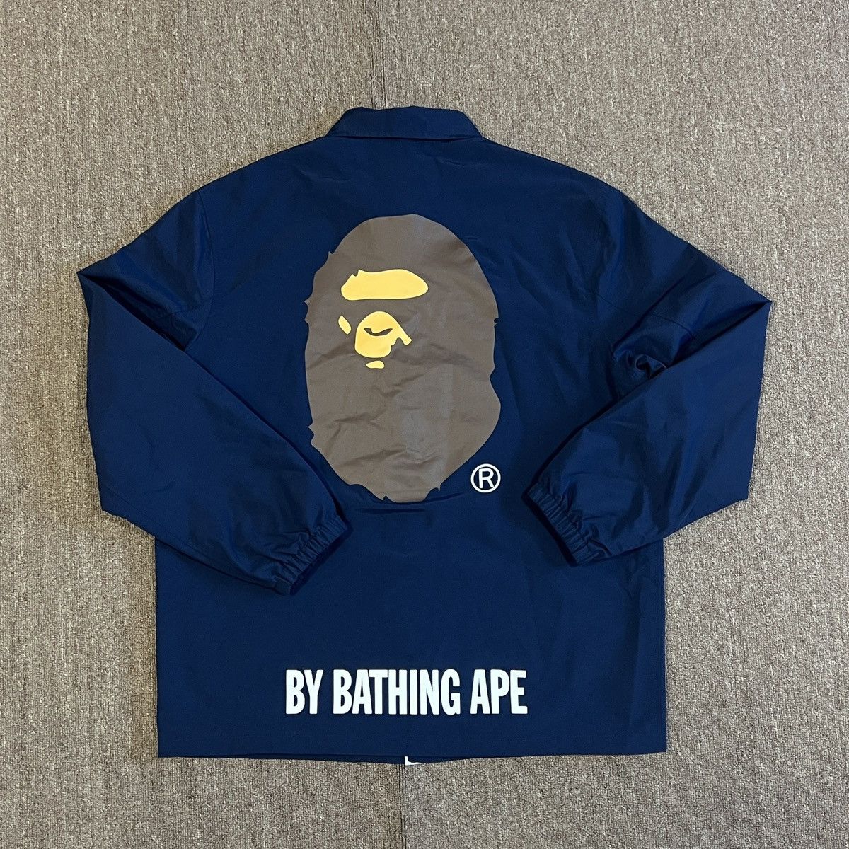 Bape Bape Navy Big Ape Head Logo Coach Jacket | Grailed