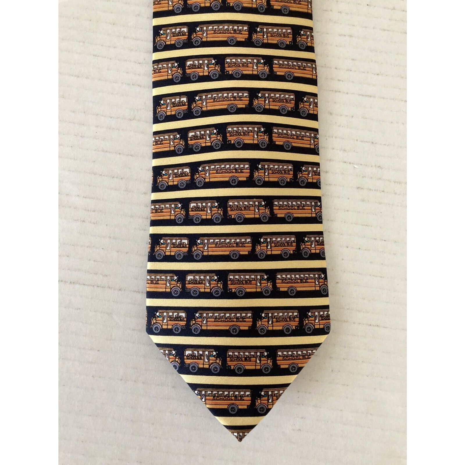 Vintage Museum Artifacts Men's Necktie Tie Silk School Bus Theme Black ...