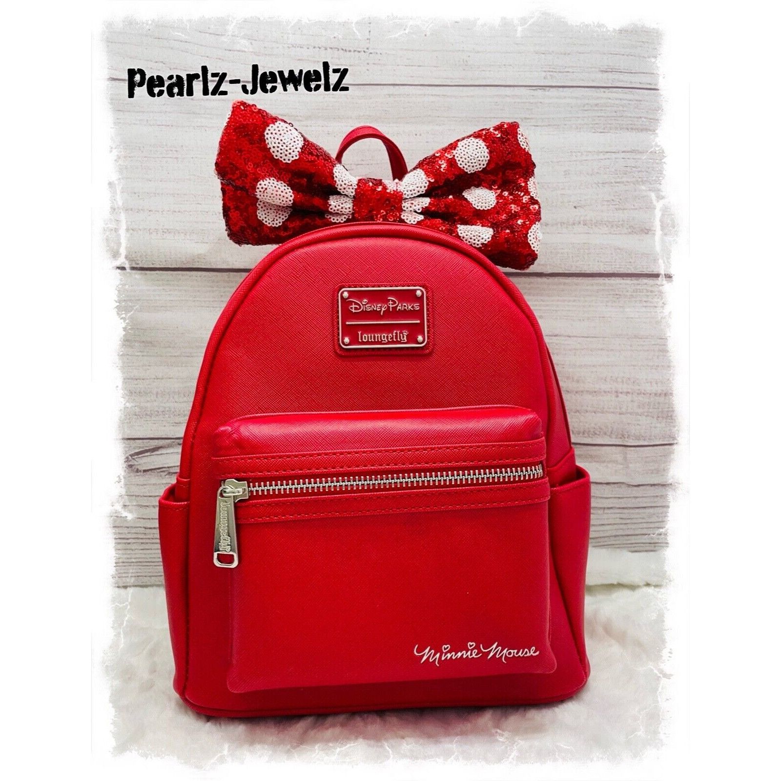 Disney Loungefly Disney Parks Minnie Mouse Red Polka Dot Sequin Bow ...
