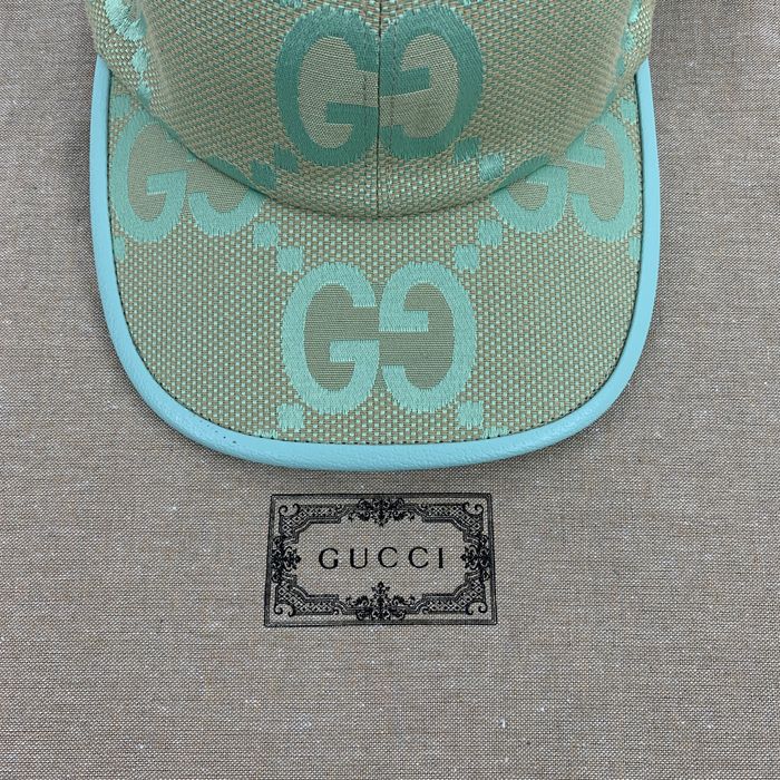 Gucci Gucci Jumbo GG Jacquard Baseball Cap Leather Trimmed Hat | Grailed